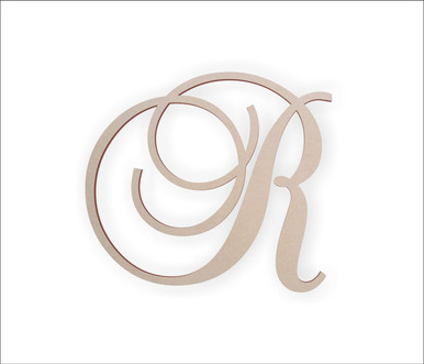 Wooden Monogram Letter 'R': Stylish Cursive Decoration