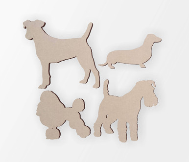 Wooden Dog Silhouette Cutouts (4 Pack) for Dog Lovers