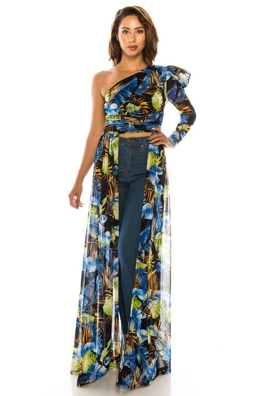 PRINTED ONE SHOULDER ANGEL TOP - blendedvintagemarketplace