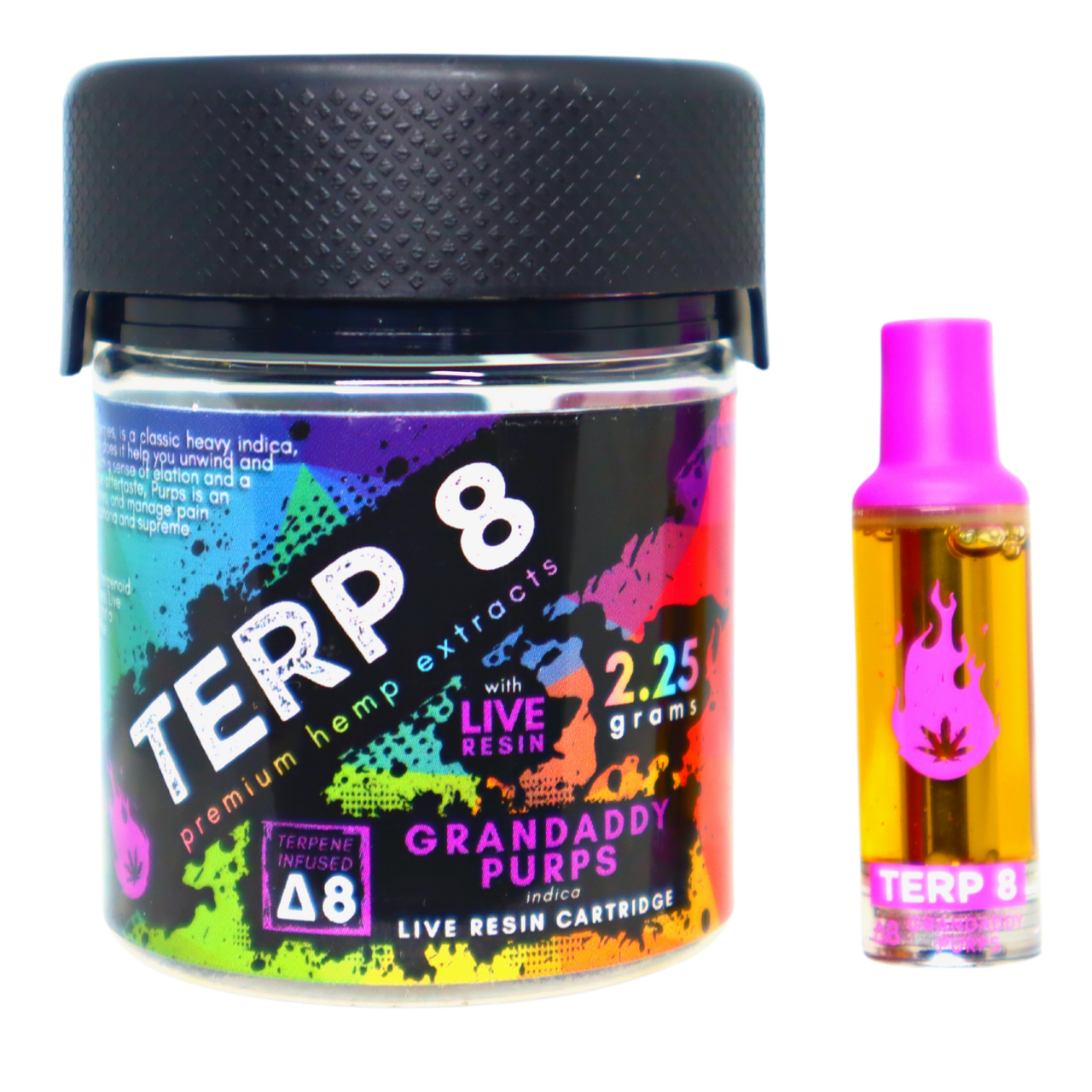 2.25-Gram Grandaddy Purps Delta-8 Live Resin Vape Cartridge | Terp 8 has the STRONGEST Delta-8 ...
