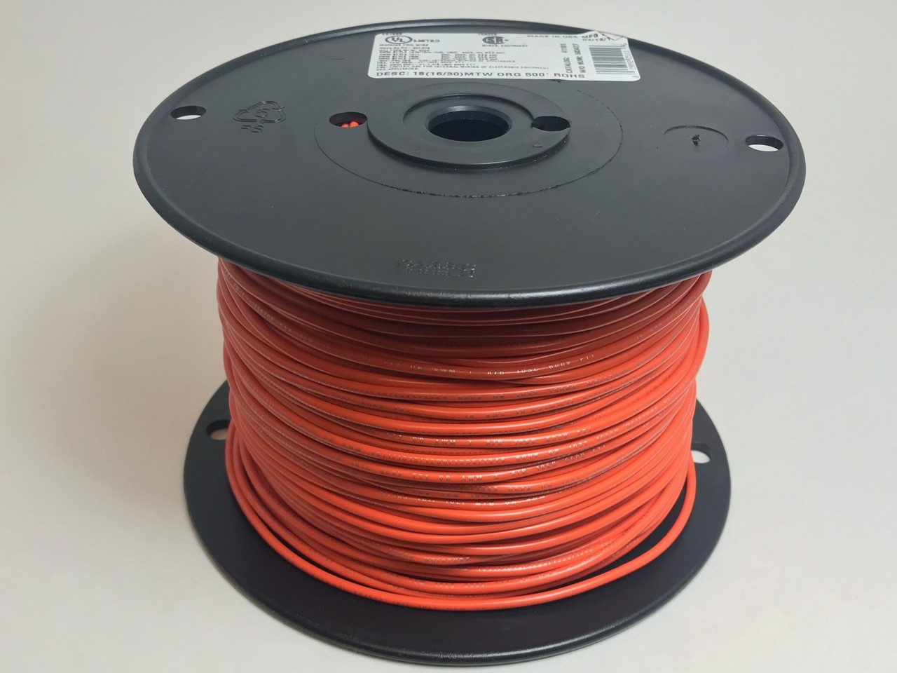 12 AWG MTW UL Panel Wire, Orange, 500ft /reel - Fastercable