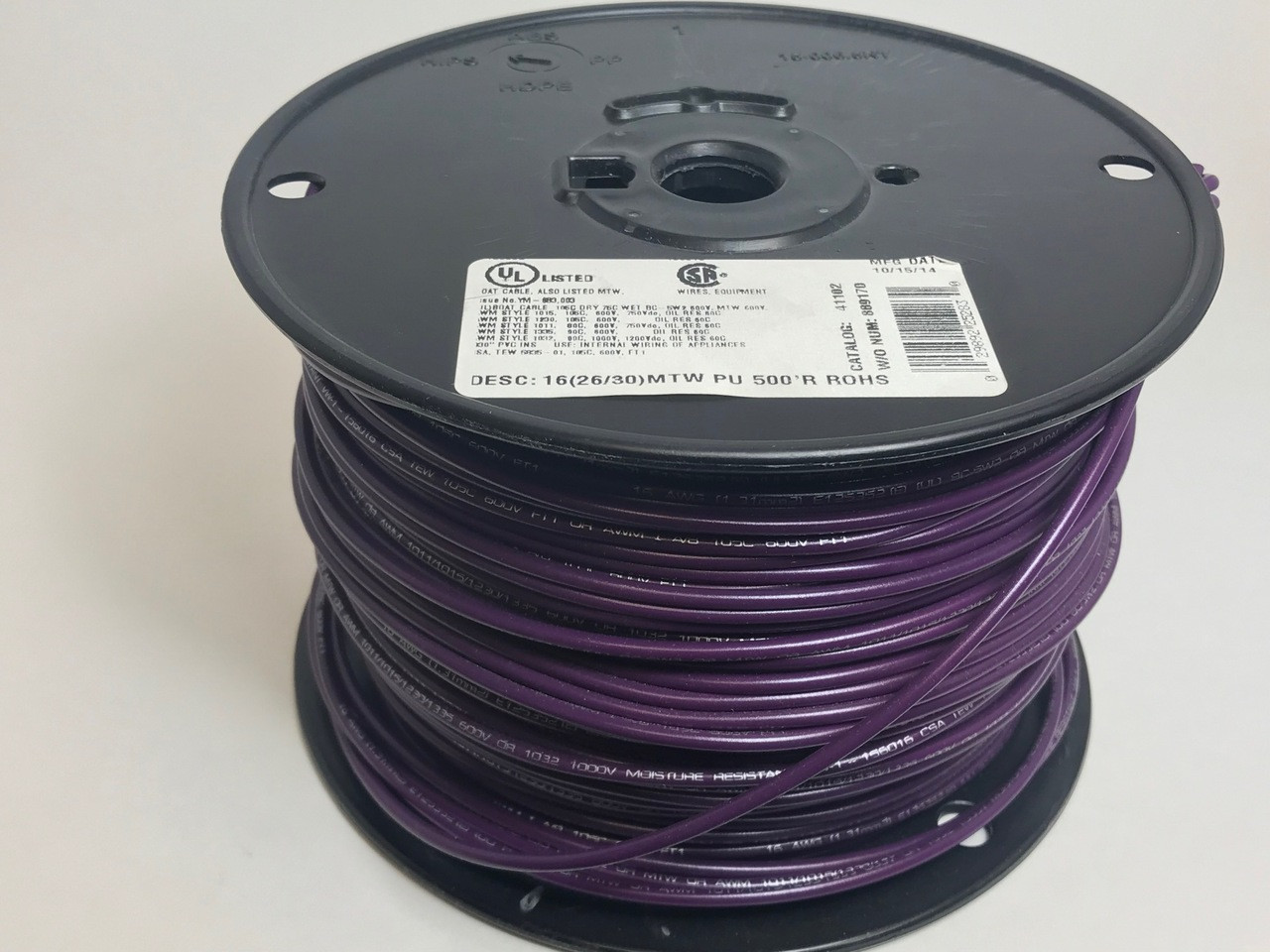 16 AWG MTW UL Panel Wire, Violet, 500ft /reel - Fastercable