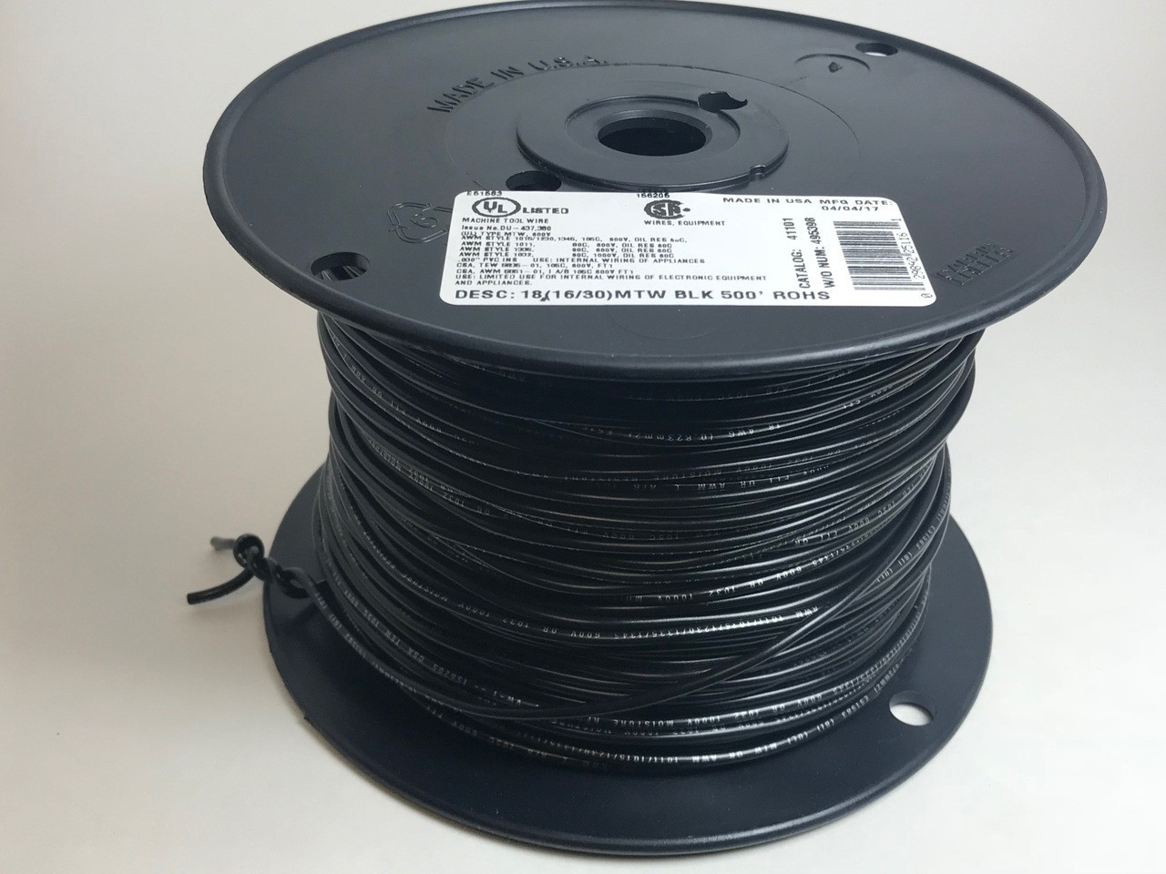 14 AWG MTW UL Panel Wire, Black, 500ft /reel - Fastercable