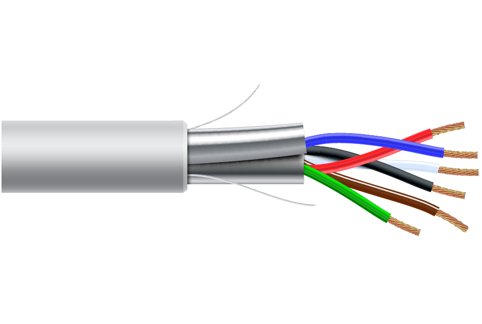 22 AWG 6 Cond Shielded White Jacket 1000ft/roll/box - Fastercable