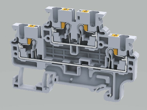 Push Style 2 Tier - Double Level Terminal Block, Gray, Feed Through, 24 ...