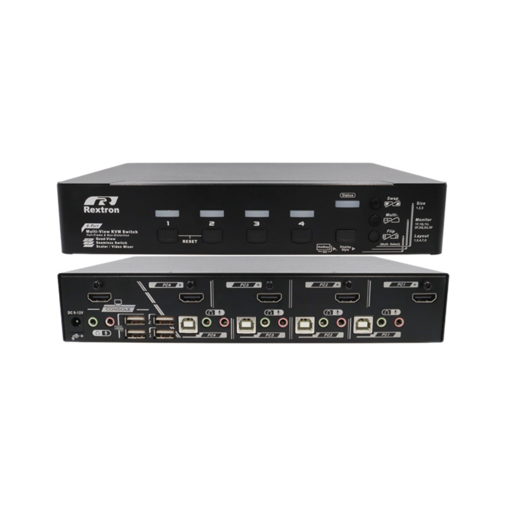 Rextron 4 Ports 4K HDMI Full-Screen Split View KVM Switch With Seamless ...