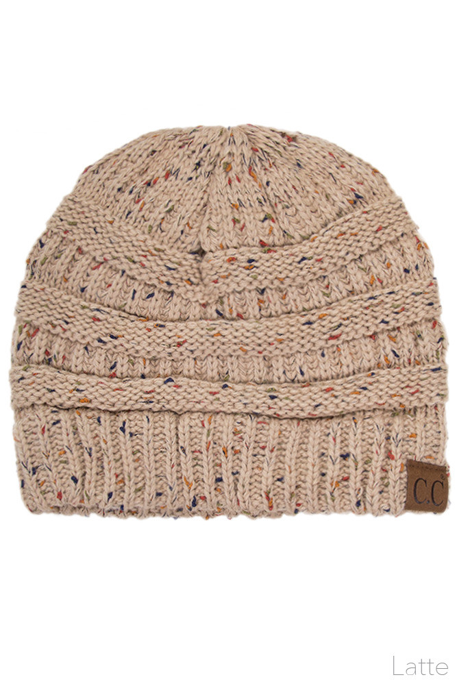 C.C CONFETTI CABLE KNIT BEANIE-HAT-33 - HANA WHOLESALE