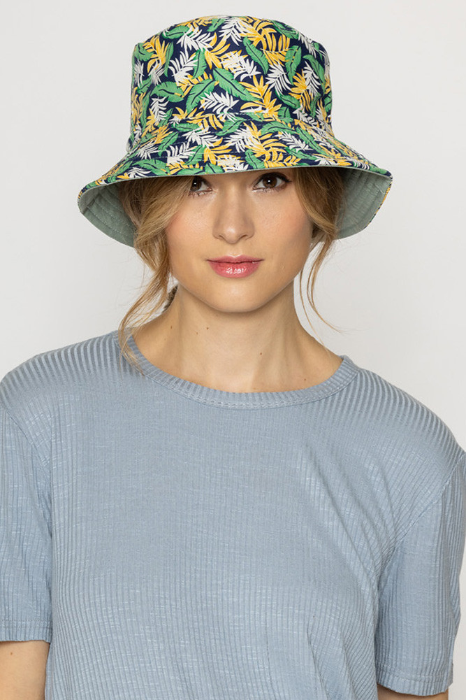 TROPICAL LEAF BUCKET HAT-WHU210100 - HANA WHOLESALE