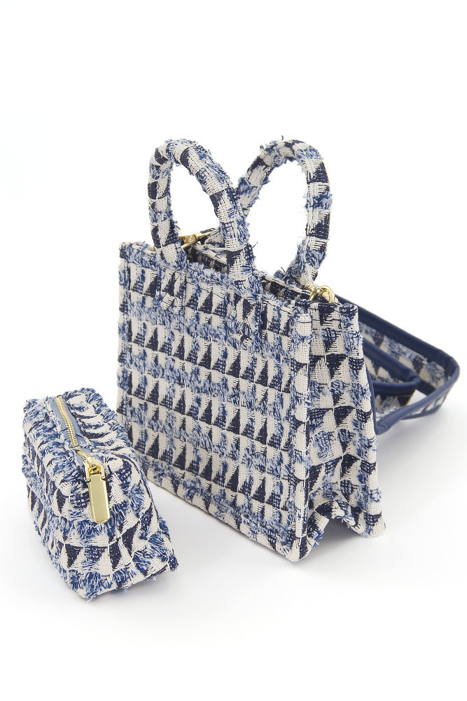 GEOMETRIC MINI TOTE BAG-WBT210202 - HANA WHOLESALE