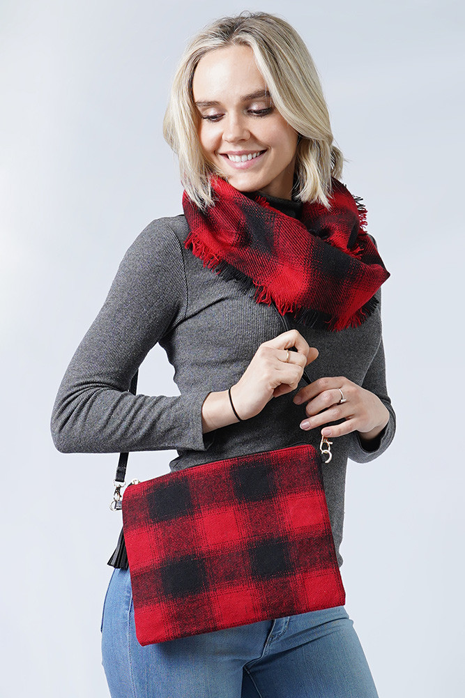 BUFFALO CHECK PATTERN CROSSBODY BAG-EBG10319L - HANA WHOLESALE