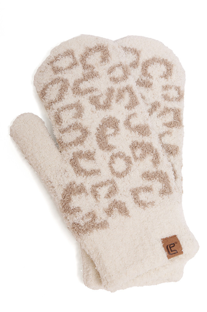 Leopard Pattern Print Mittens-JG871 - HANA WHOLESALE