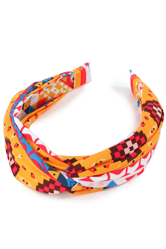 AZTEC Print Twisted Headband-EHD10545 - HANA WHOLESALE
