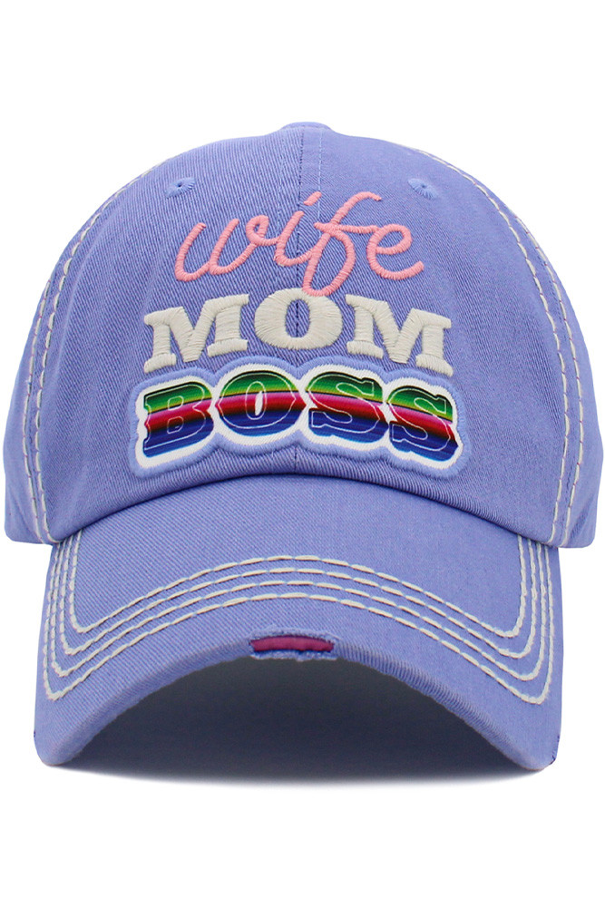 WIFE MOM BOSS Vintage Ball Cap-KBV-1488 - HANA WHOLESALE