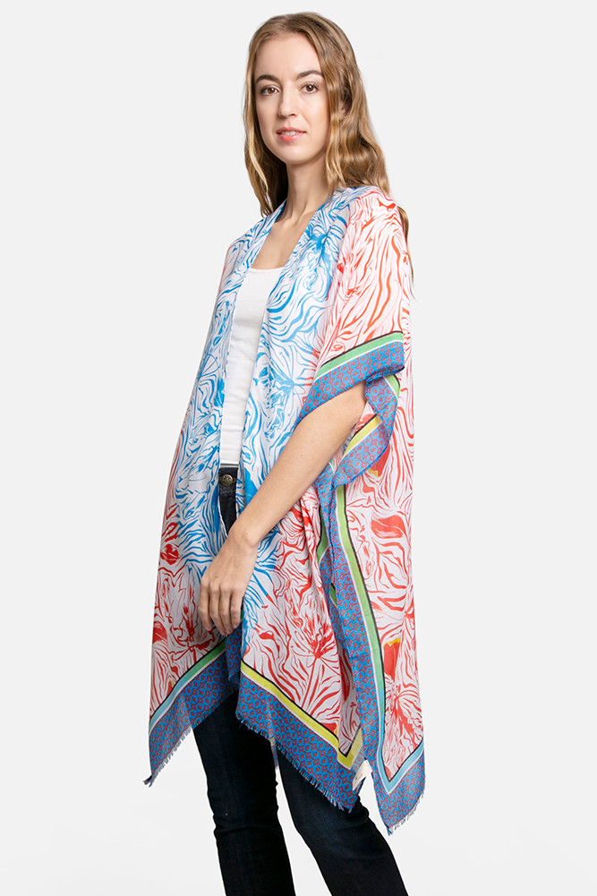 Wavy Mixed Print Cover Up-JP2303 - HANA WHOLESALE