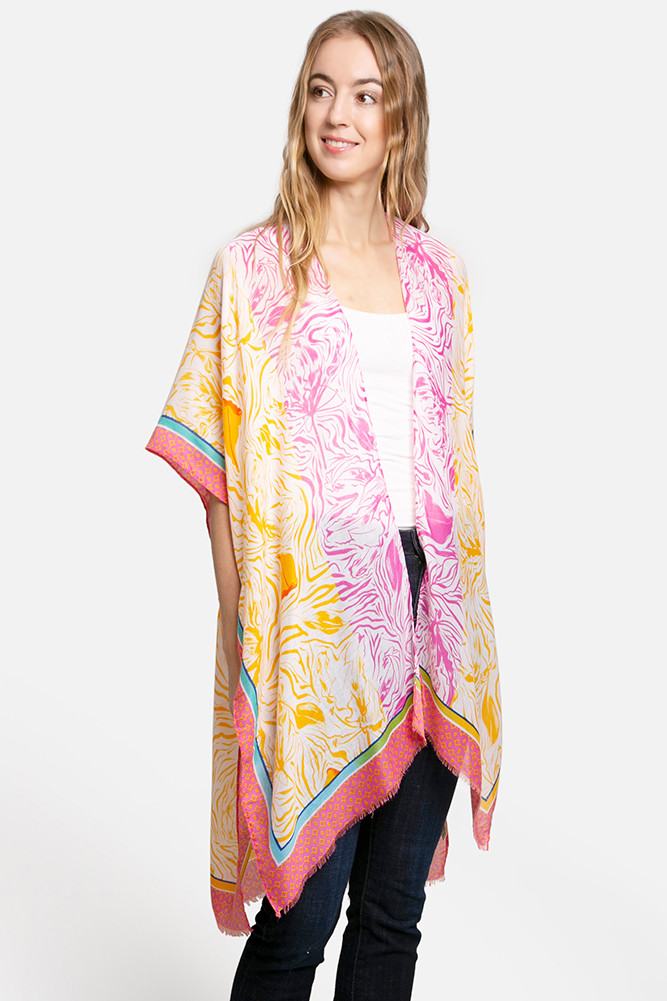 Wavy Mixed Print Cover Up-JP2303 - HANA WHOLESALE