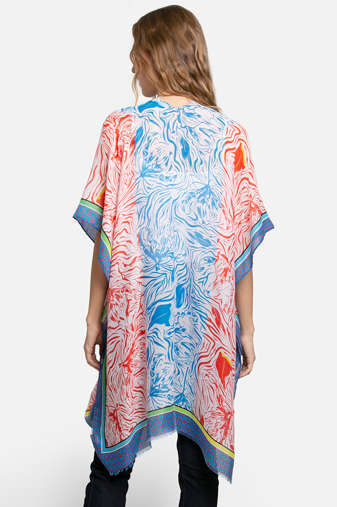Wavy Mixed Print Cover Up-JP2303 - HANA WHOLESALE
