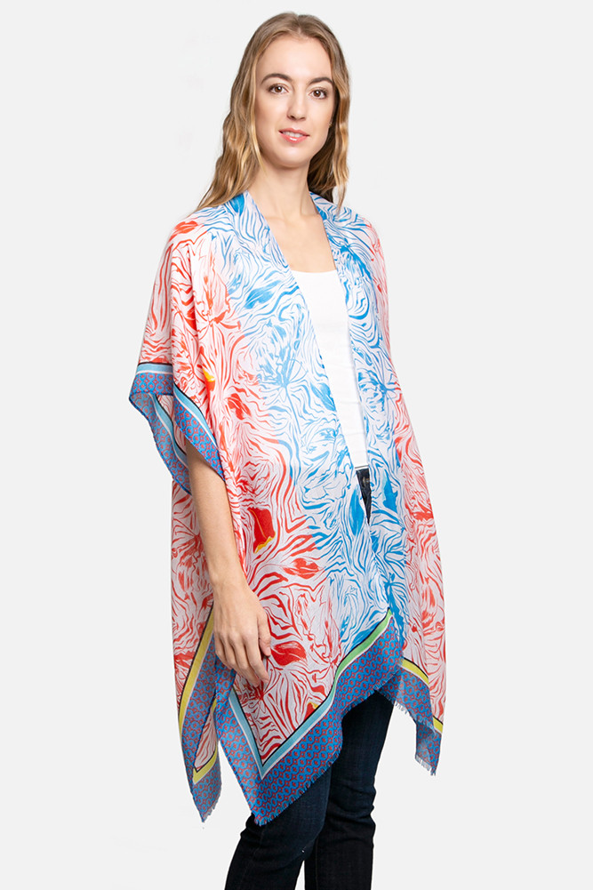 Wavy Mixed Print Cover Up-JP2303 - HANA WHOLESALE