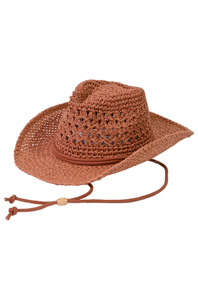 C.C Paper Straw Open Weaved Cowboy Hat-CBC-05 - HANA WHOLESALE