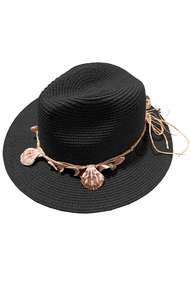 String with Sea Shell Trim Panama Hat-BHAT2571 - HANA WHOLESALE