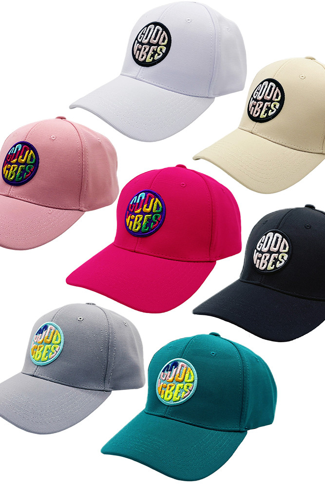 GODD VIBES Multi Color Baseball Cap-HA0098 - HANA WHOLESALE