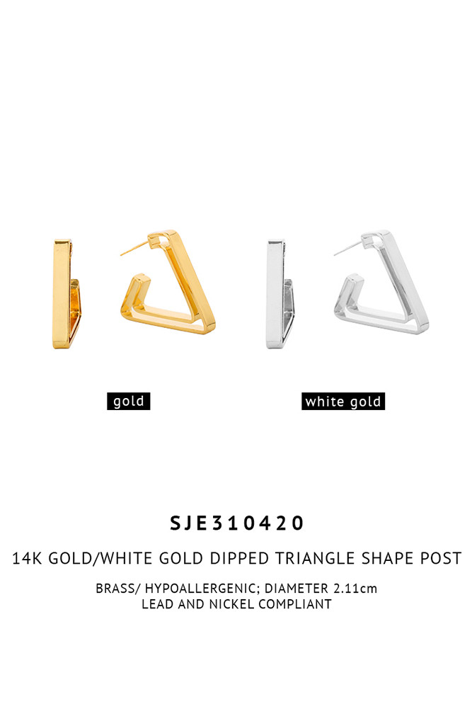 14K Dipped Triangle Shape Post-SJE310420 - HANA WHOLESALE