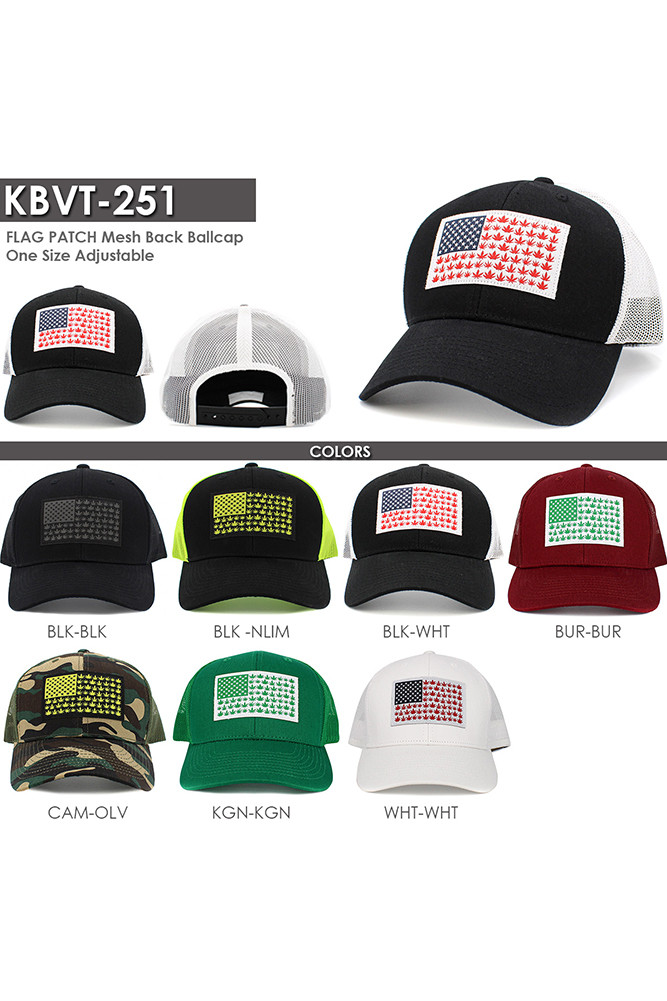 FLAG Patch Mesh Back American Flag Theme Baseball Cap-KBVT-251 - HANA ...