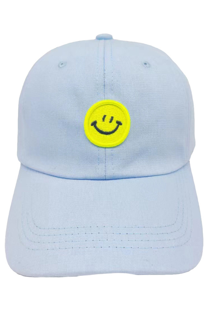 Happy Face Patch Pastel Tone Baseball Cap-HA0121 - HANA WHOLESALE