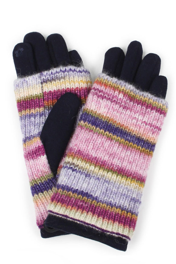 3 in 1 Multi Color Knit Gloves-EGL3568 - HANA WHOLESALE