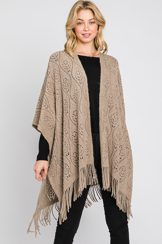 Paisley Pattern Fringe Ruana-MS0321 - HANA WHOLESALE