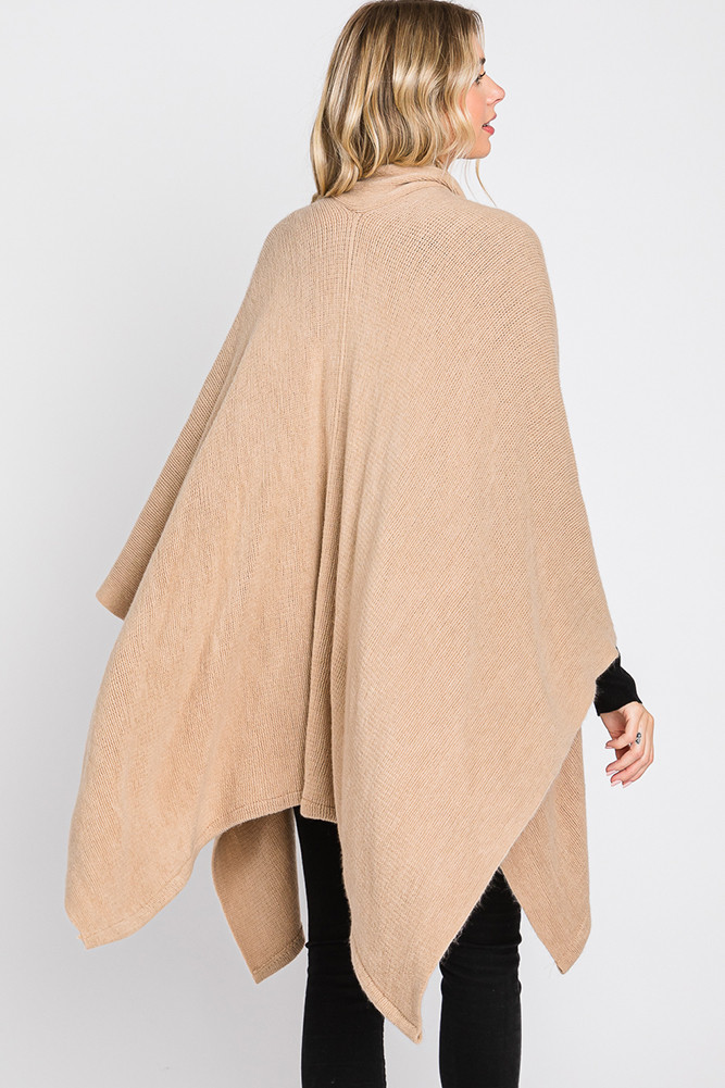 Cape with Attached Scarf with Neckline Tie-MS0320 - HANA WHOLESALE
