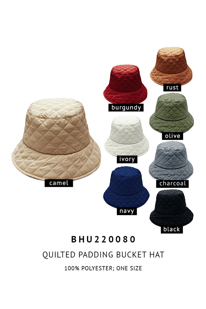 Quilted Padding Bucket Hat-BHU220080 - HANA WHOLESALE