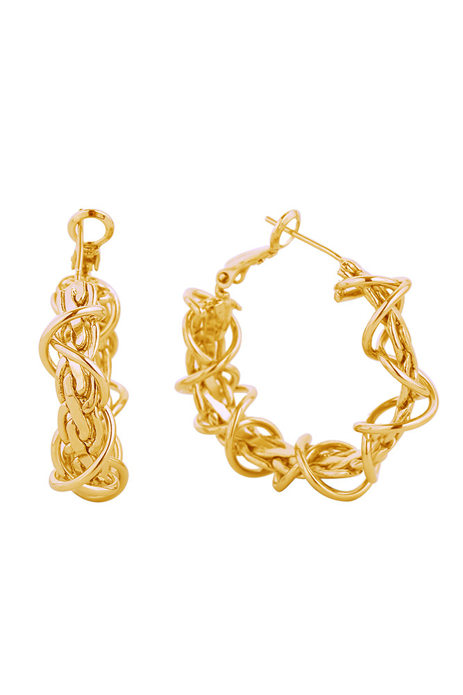 14K Gold/White Gold Dipped Omega Closure Hoop-SJE310457 - HANA WHOLESALE