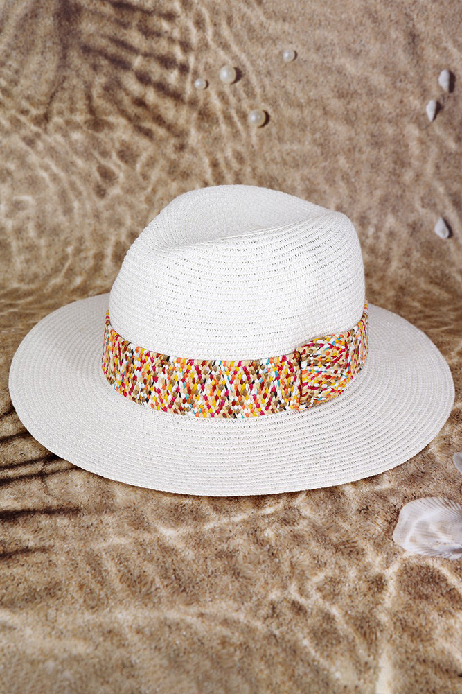 Multi Color Strawband Straw Hat-MH0146 - HANA WHOLESALE