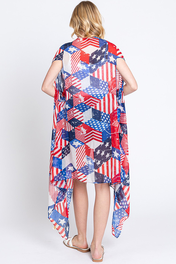 Grunge Multi Pattern American Flag Star Vest-MS0384 - HANA WHOLESALE