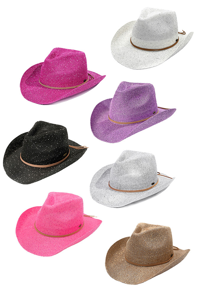 C.C Kids Suede String Band Sequin Cowboy Hat-KD-CBC-03 - HANA WHOLESALE