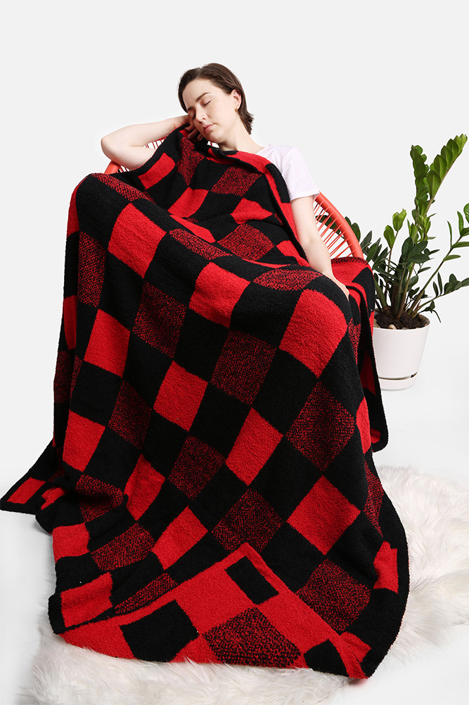 Luxury Soft Buffalo Check Print Throw Blanket -JCL1042 - HANA WHOLESALE