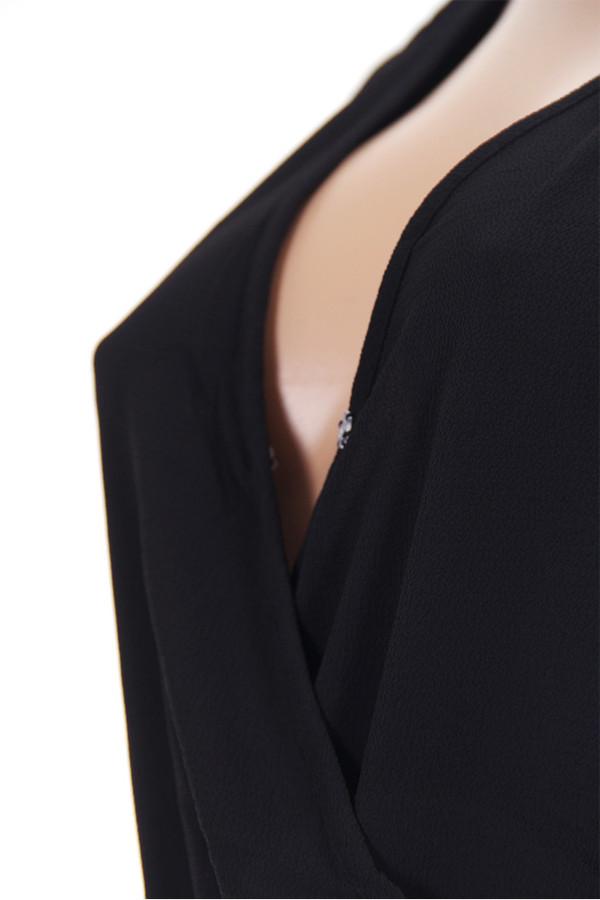 SOLID ONE PIECE DRESS-D00006-BLACK (6pc) - HANA WHOLESALE