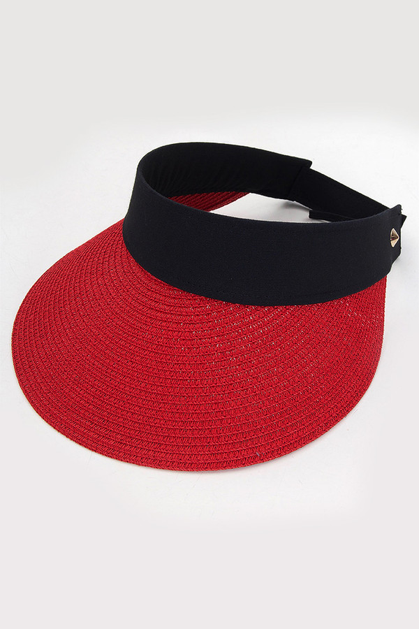 TWO TONE SOLID COLOR VISOR-MH0033-RED - HANA WHOLESALE
