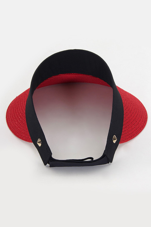 TWO TONE SOLID COLOR VISOR-MH0033-RED - HANA WHOLESALE