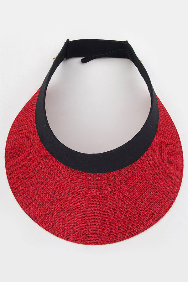 TWO TONE SOLID COLOR VISOR-MH0033-RED - HANA WHOLESALE
