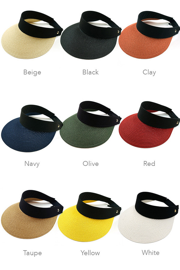 TWO TONE SOLID COLOR VISOR-MH0033-RED - HANA WHOLESALE