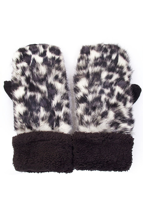 Leopard Pattern Fur Mitten-LOG113 - HANA WHOLESALE