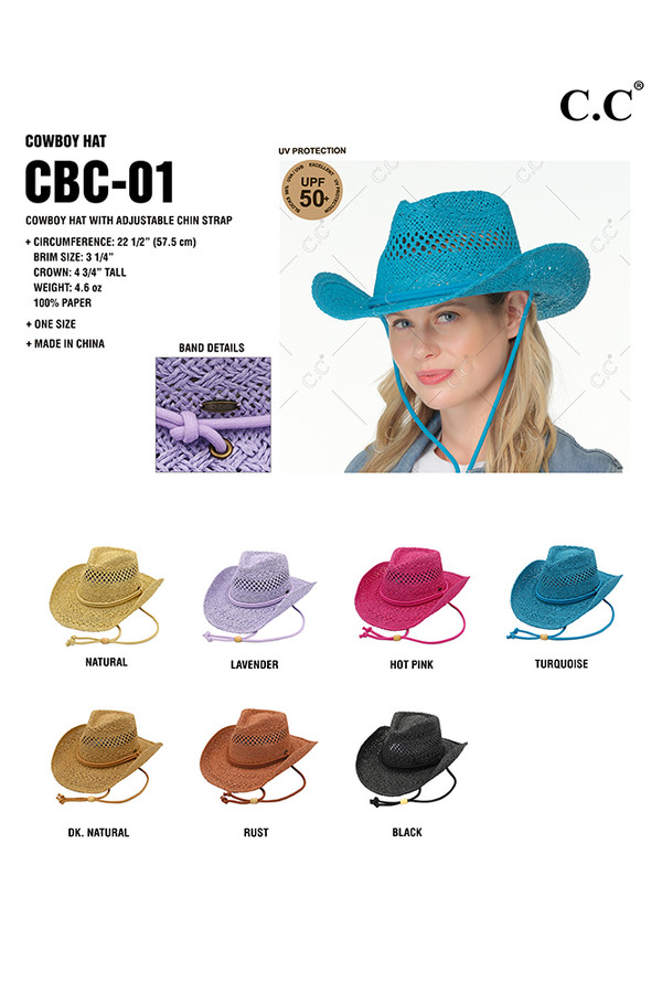 C.C Solid Cowboy Hat-CBC-01 - HANA WHOLESALE