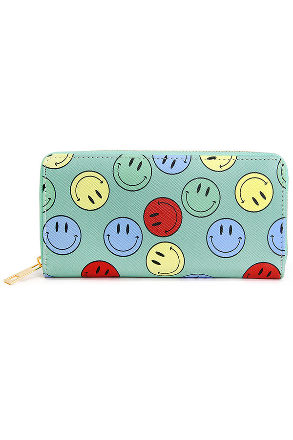 Colorful Smiley Faces Wallet-LOA381 - HANA WHOLESALE