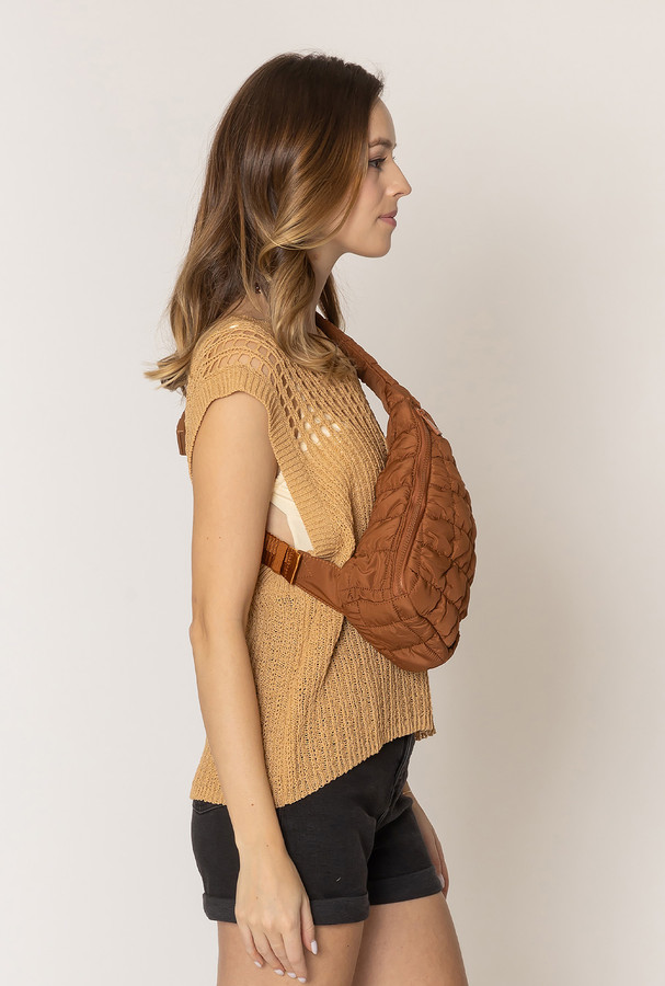 Solid Quilted Sling Bag-QBS410088 - HANA WHOLESALE