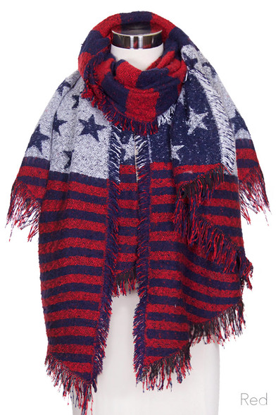 American Flag Theme Scarf-LOF5013 - HANA WHOLESALE