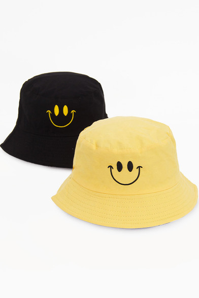 SMILE PRINT REVERSIBLE BUCKET HAT-BH021 - HANA WHOLESALE