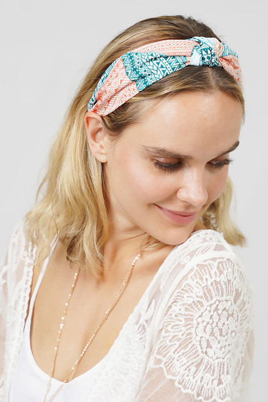 AZTEC Print Knotted Headband-EHD10497 - HANA WHOLESALE
