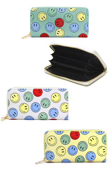 Colorful Smiley Faces Wallet-LOA381 - HANA WHOLESALE