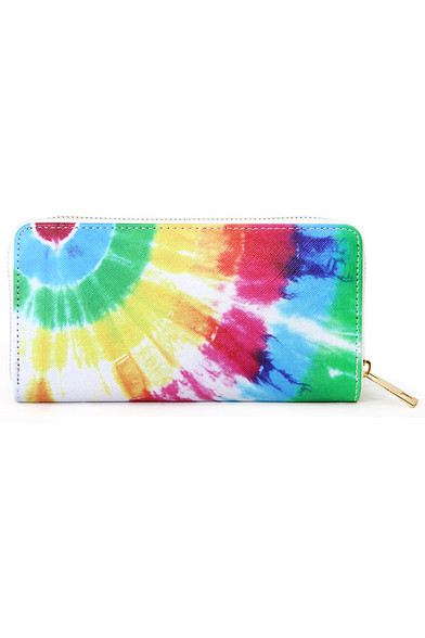 Rainbow Spiral Tie Dye Print Wallet- LOA392 - HANA WHOLESALE